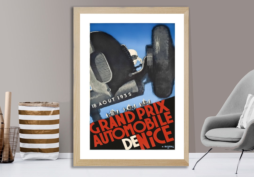 Grand Prix Automobile De Nice, 1935 Vintage Grand Prix Poster - Racing ...