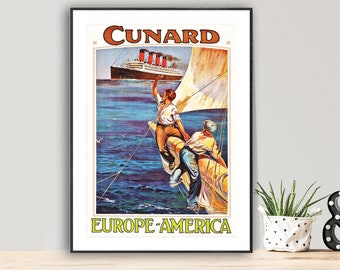 Vintage Cunard Line Liverpool New York Advertising Poster - Etsy