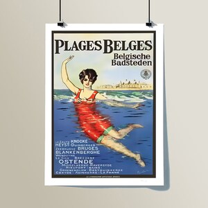 Plages Belges Belgische Badsteden Vintagetravel Poster - Poster Print ...
