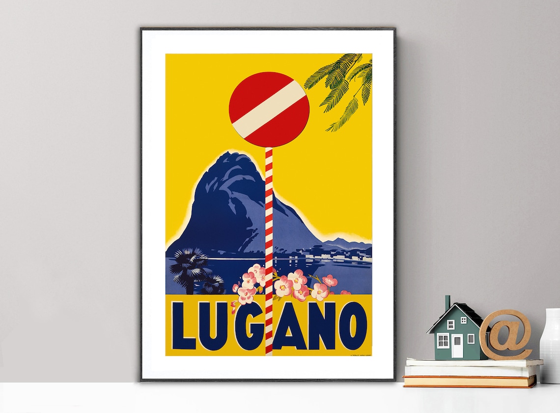 Lugano Switzerland Vintage Travel Poster Poster Paper or - Etsy