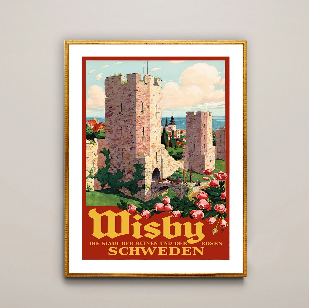 Wisby Schweden Vintage Travel Poster - Poster Paper or Canvas Print ...