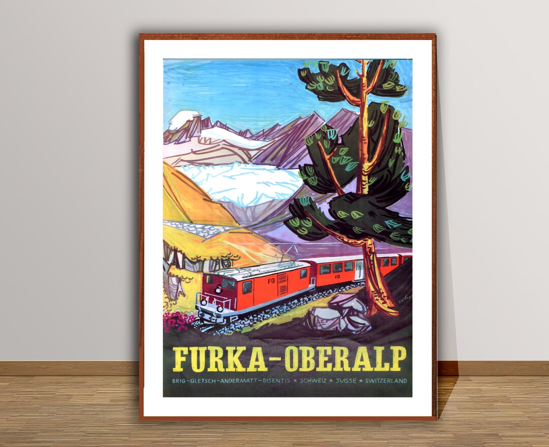Vintage Furka Oberalp Bahn Poster: Schweizer Reisekunst - Etsy.de