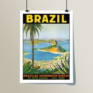 Brazil Vintage Travel Poster: Rio De Janeiro Print - Etsy