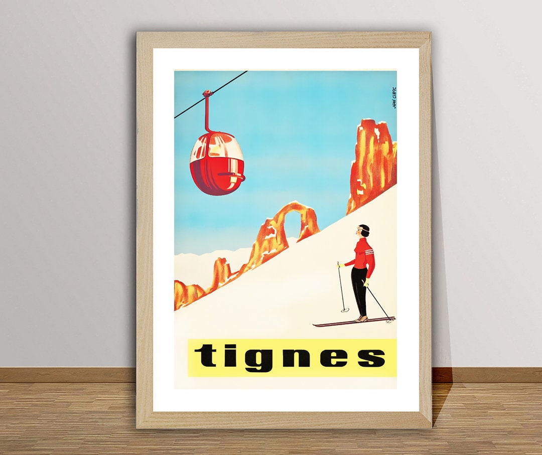 Tignes, France Vintage Travel Poster - Poster Paper or Canvas Print ...