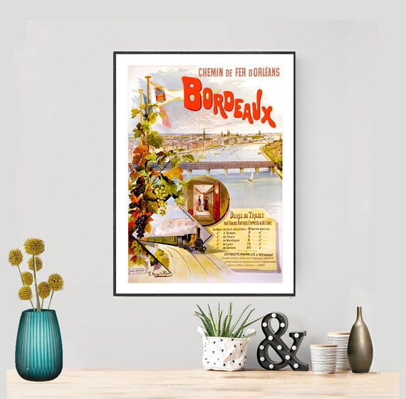 Bordeaux France Vintage Travel Poster Poster Paper | Etsy