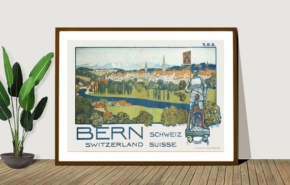 Bern Switzerland Vintage Travel Poster Poster Paper Canvas - Etsy