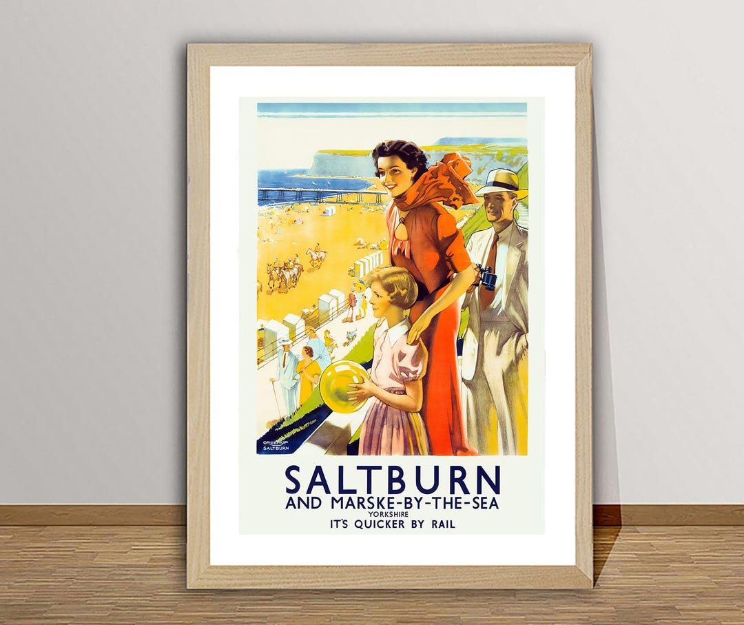 Saltburn and Marske by the Sea, England Vintage Travel Poster - Poster ...