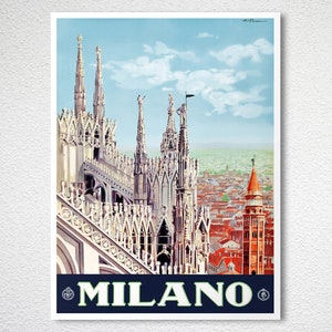 Milano Italy Vintage Travel Poster Poster Paper or Canvas - Etsy