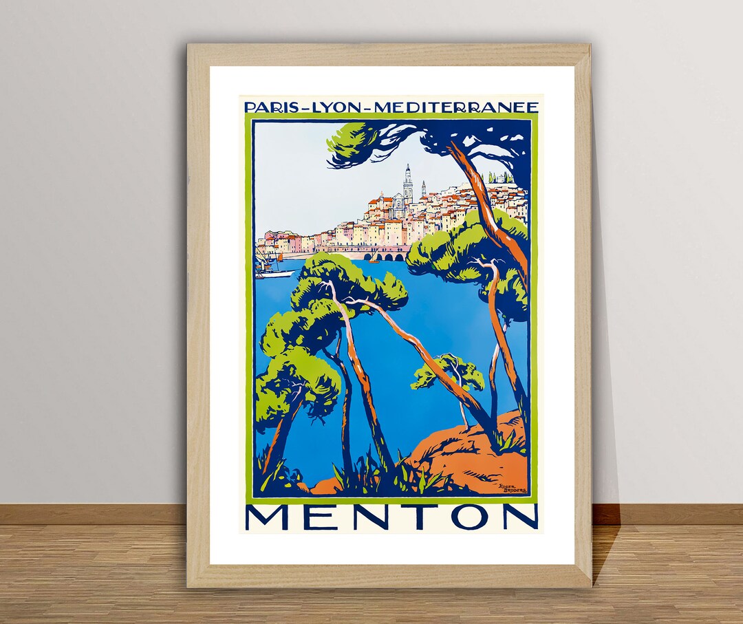 Menton France Vintage Travel Poster: French Riviera Print - Etsy