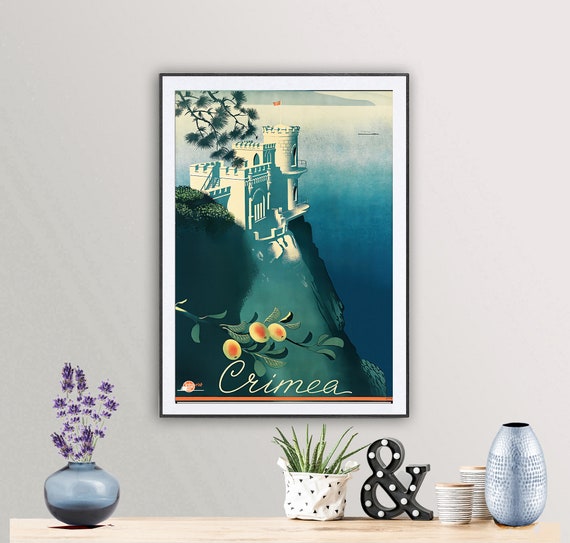 Crimea Vintage Travel Poster Poster Paper Sticker or | Etsy
