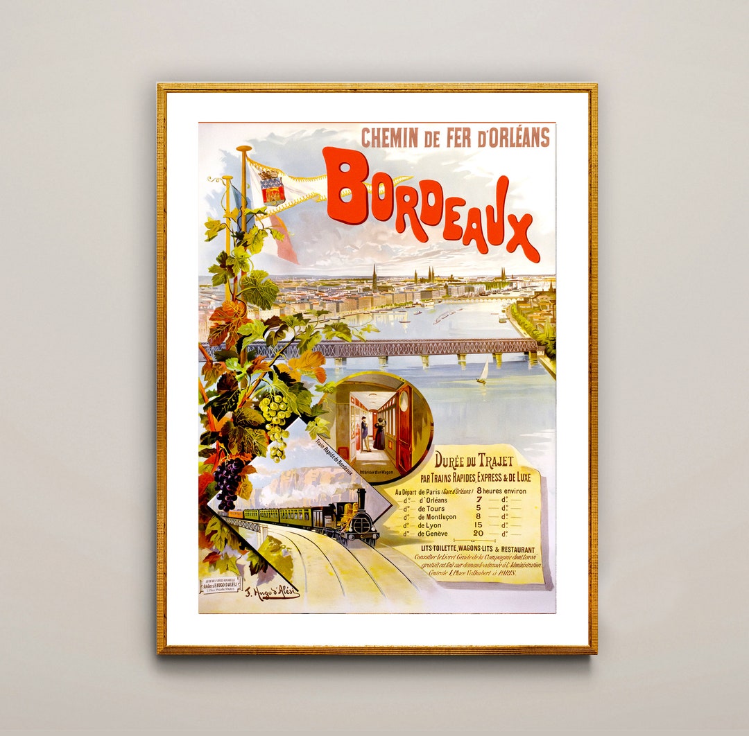 Bordeaux France Vintage Travel Poster: Wine Region Art Print - Etsy