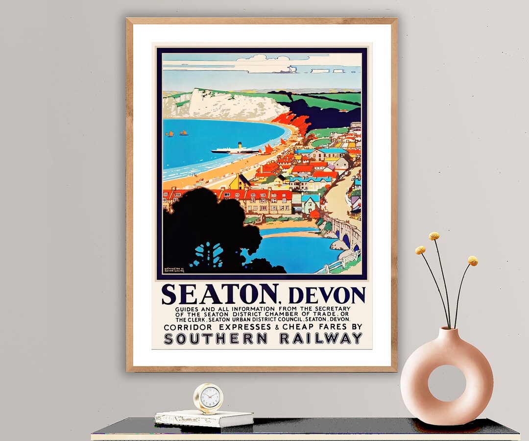 Seaton Devon England Vintage Travel Poster Poster Paper or - Etsy UK