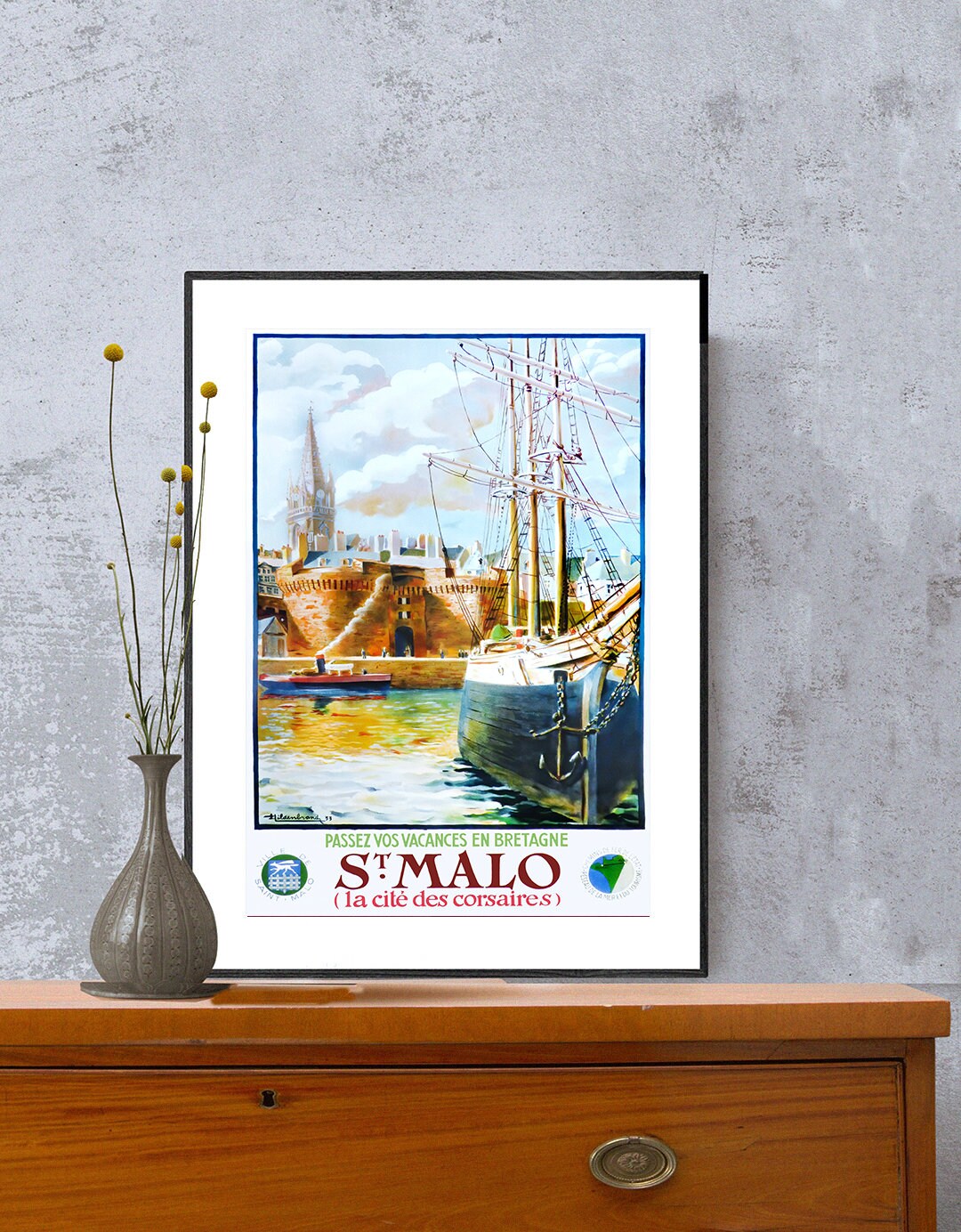 Saint Malo France Vintage Travel Poster Poster Paper or - Etsy