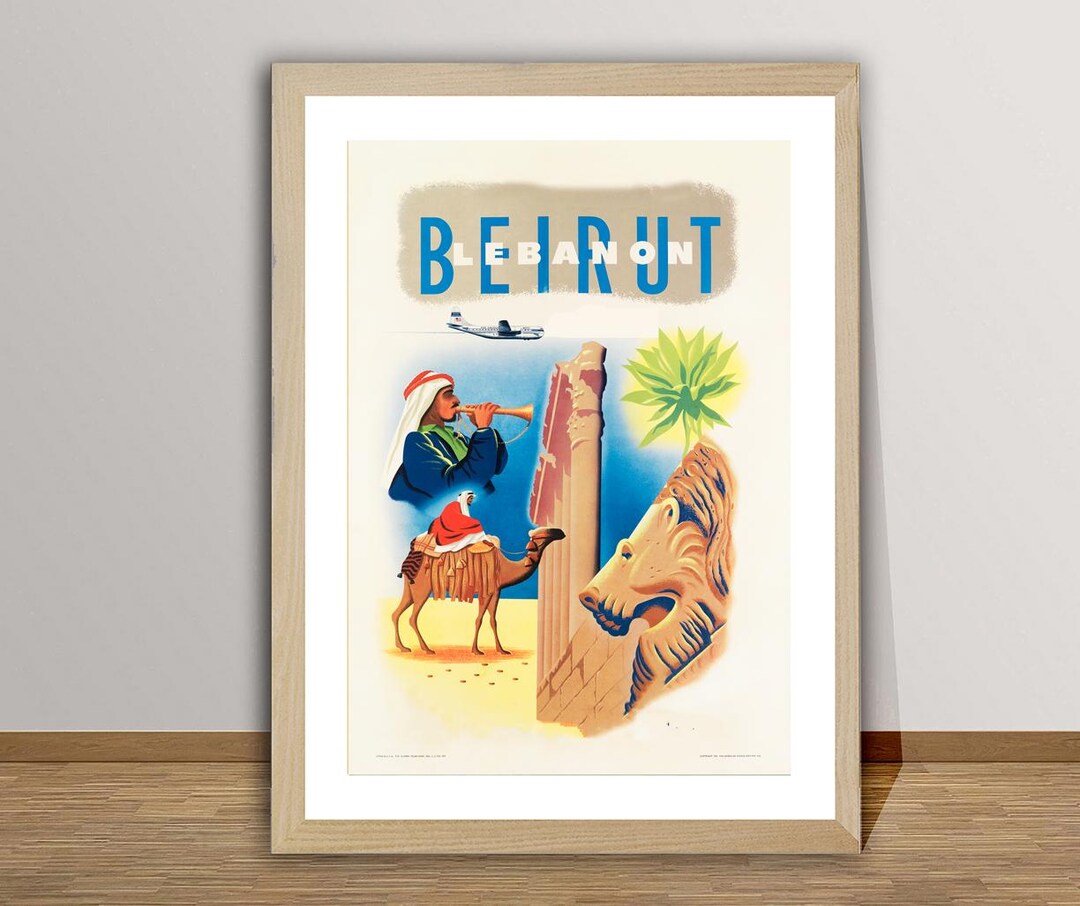 Beirut, Lebanon Vintage Travel Poster - Retro Beirut Poster / Wall ...