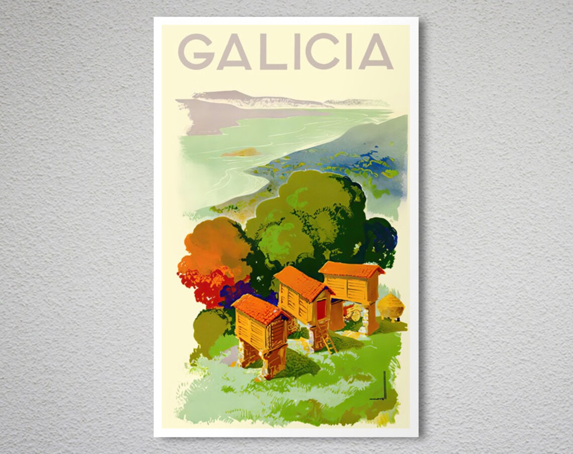 Galicia Spain Vintage Travel Poster Poster Paper Sticker | Etsy