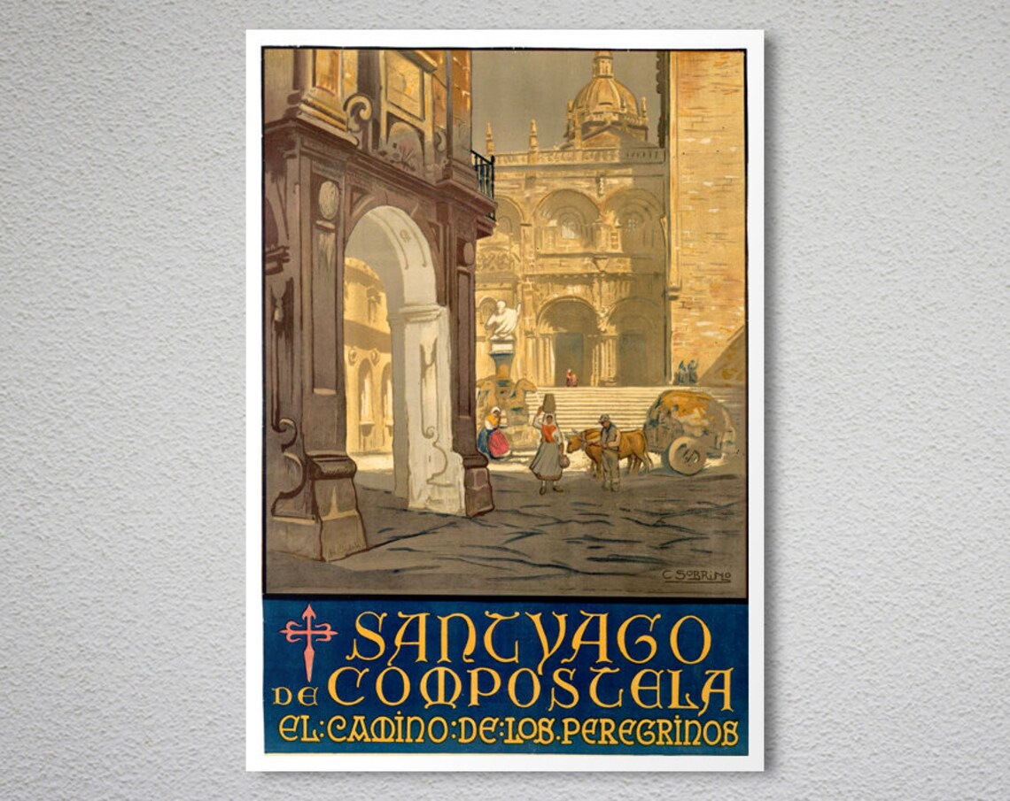 Santiago de Compostela Spain Vintage Travel Poster Poster | Etsy