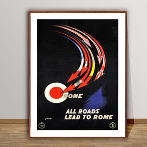 Vintage Rome Travel Poster: All Roads Lead to Rome - Etsy
