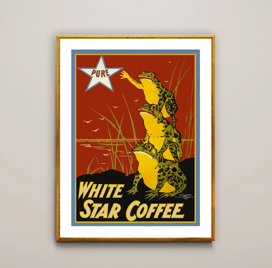 Pure White Star Coffee Vintage Food&drink Poster Poster Paper or Canvas ...