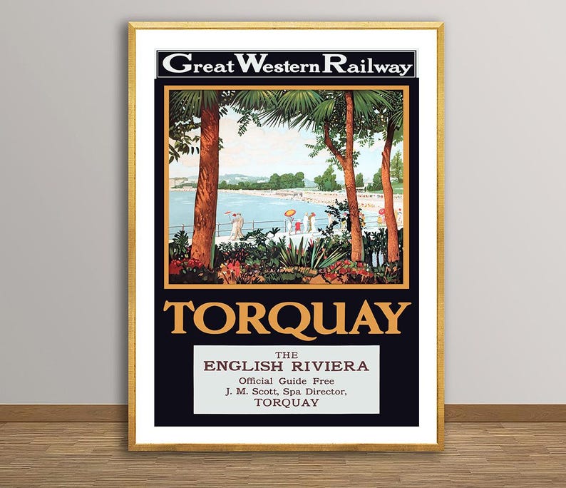 Torquay English Riviera Vintage Travel Poster - Etsy
