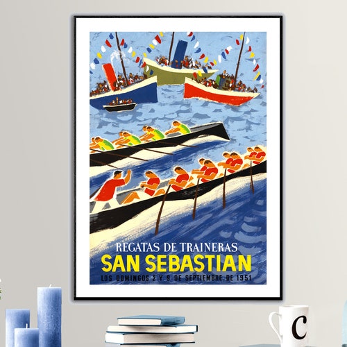 San Sebastian Poster Spain Travel Print Donostia Basque - Etsy