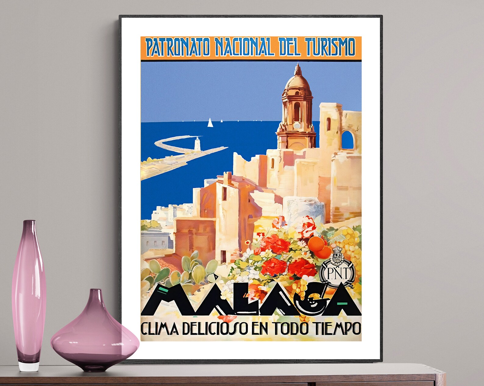 Malaga Spain Vintage Travel Poster Poster Print or Canvas | Etsy