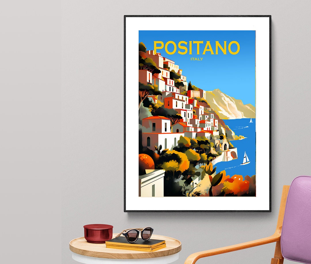 Positano Italy Vintage Travel Poster by Wed - Positano Poster, Travel ...