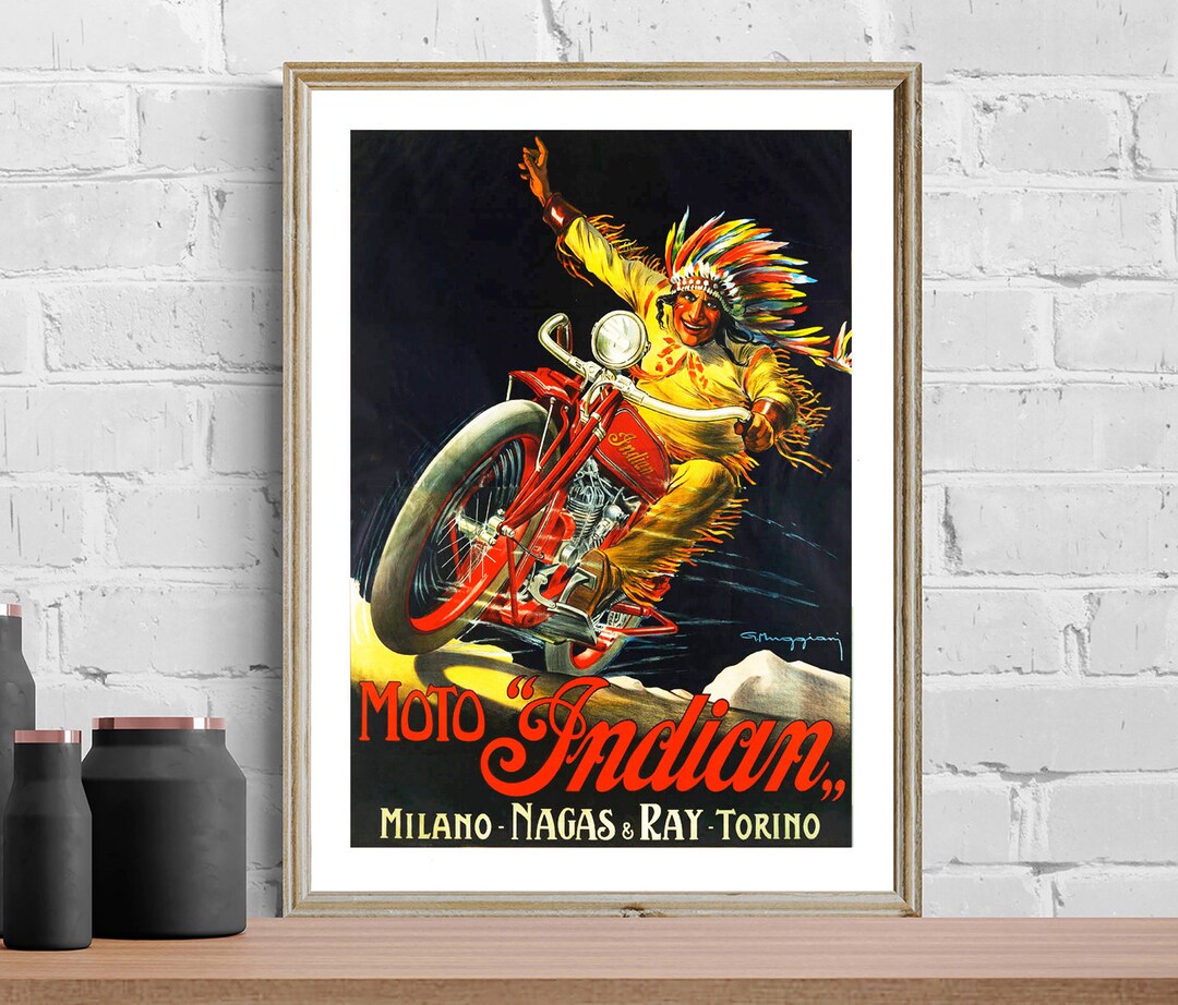 Moto Indian Vintage Motorcycle Poster - Motorcycle Poster / Gift Idea ...