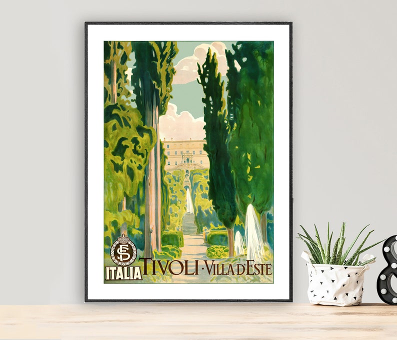 Tivoli Villa D'este Italy Vintage Travel Poster Poster - Etsy