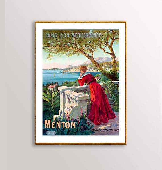 Menton France Vintage Travel Poster Poster Paper or Canvas - Etsy