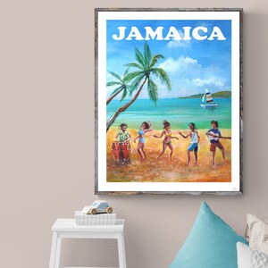 Jamaica Vintage Travel Poster Poster Paper Sticker or | Etsy
