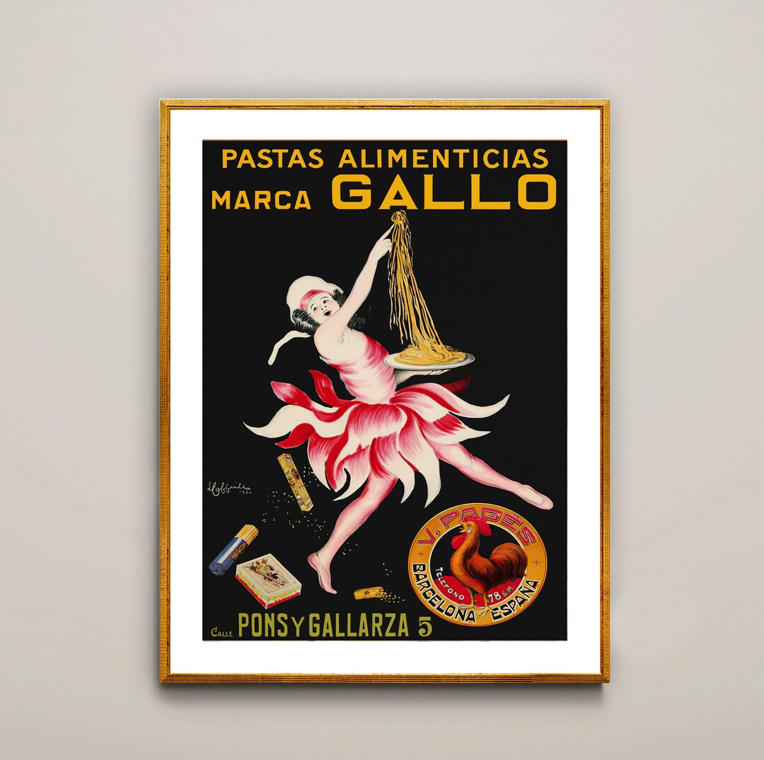 Pastas Alimenticias Marca Gallo Vintage Food&drink Poster by Leonetto ...