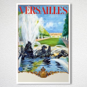 Versailles France Vintage Travel Poster: Palace Fountain Art Print - Etsy