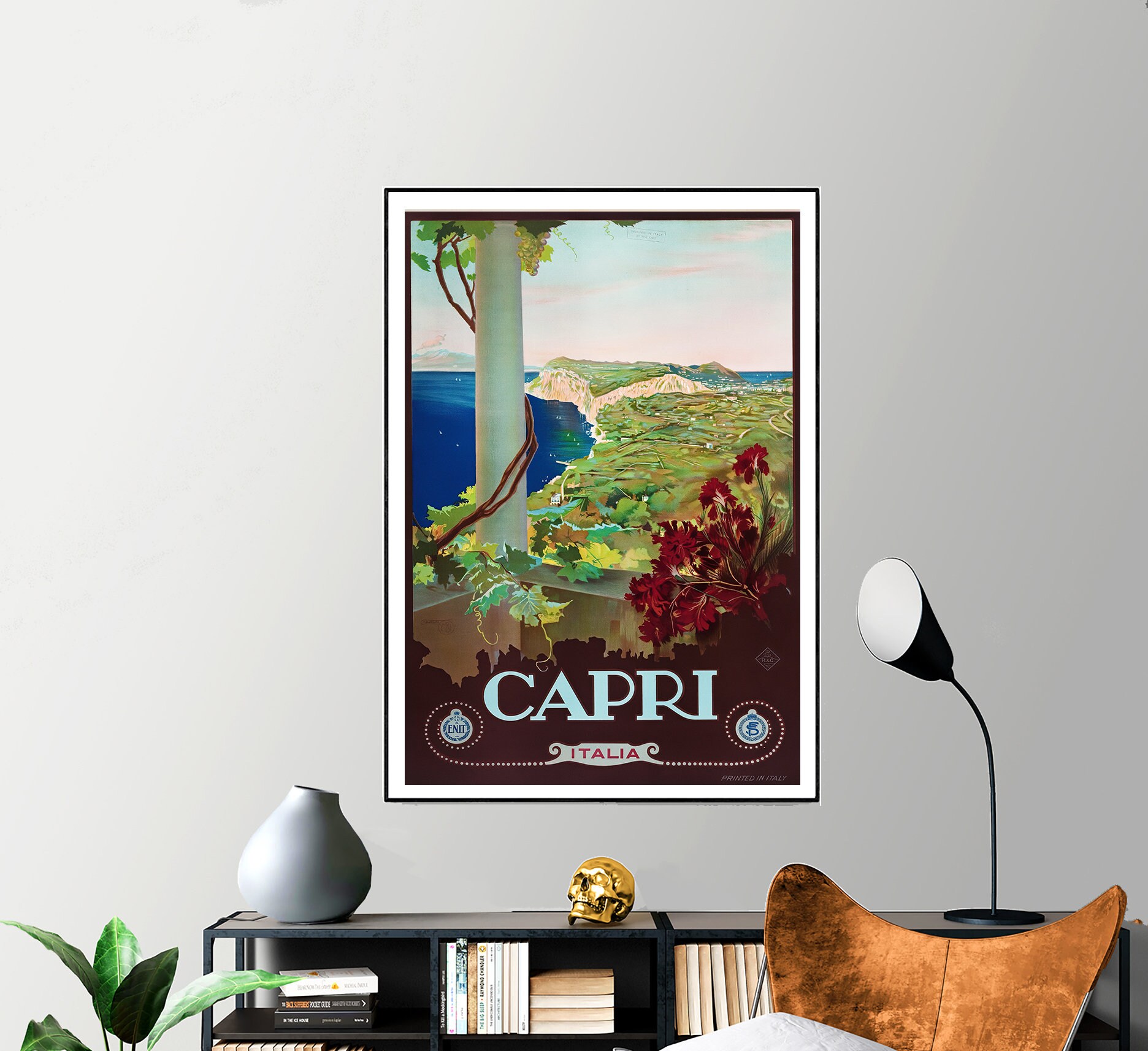 Capri Italia Vintage Travel Poster Poster Print Sticker or | Etsy