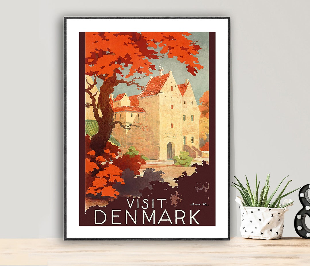 Visit Denmark Vintage Travel Poster Poster Paper or Canvas Print / Gift ...