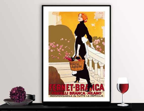 Art & Collectibles Digital Prints Drink Vintage Poster Fernet Branca ...