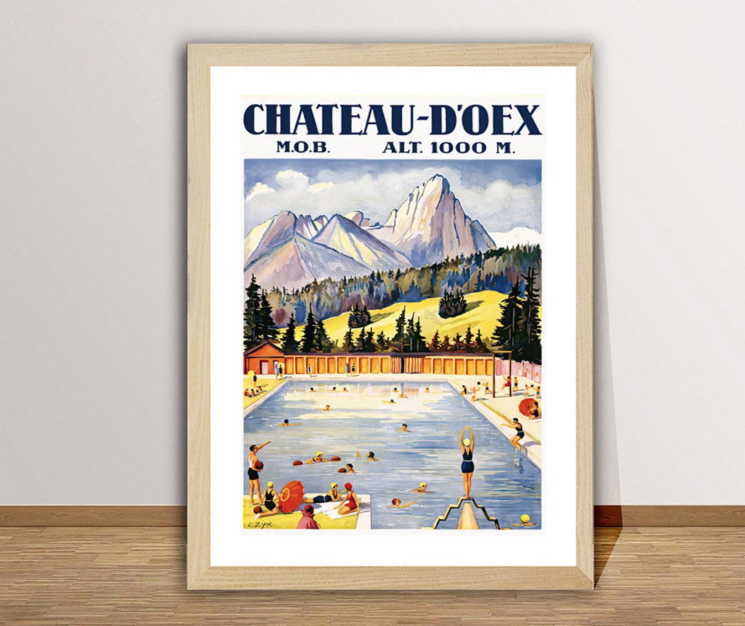 Chateau D'oex Suisse Vintage Travel Poster - Poster Paper or Canvas ...