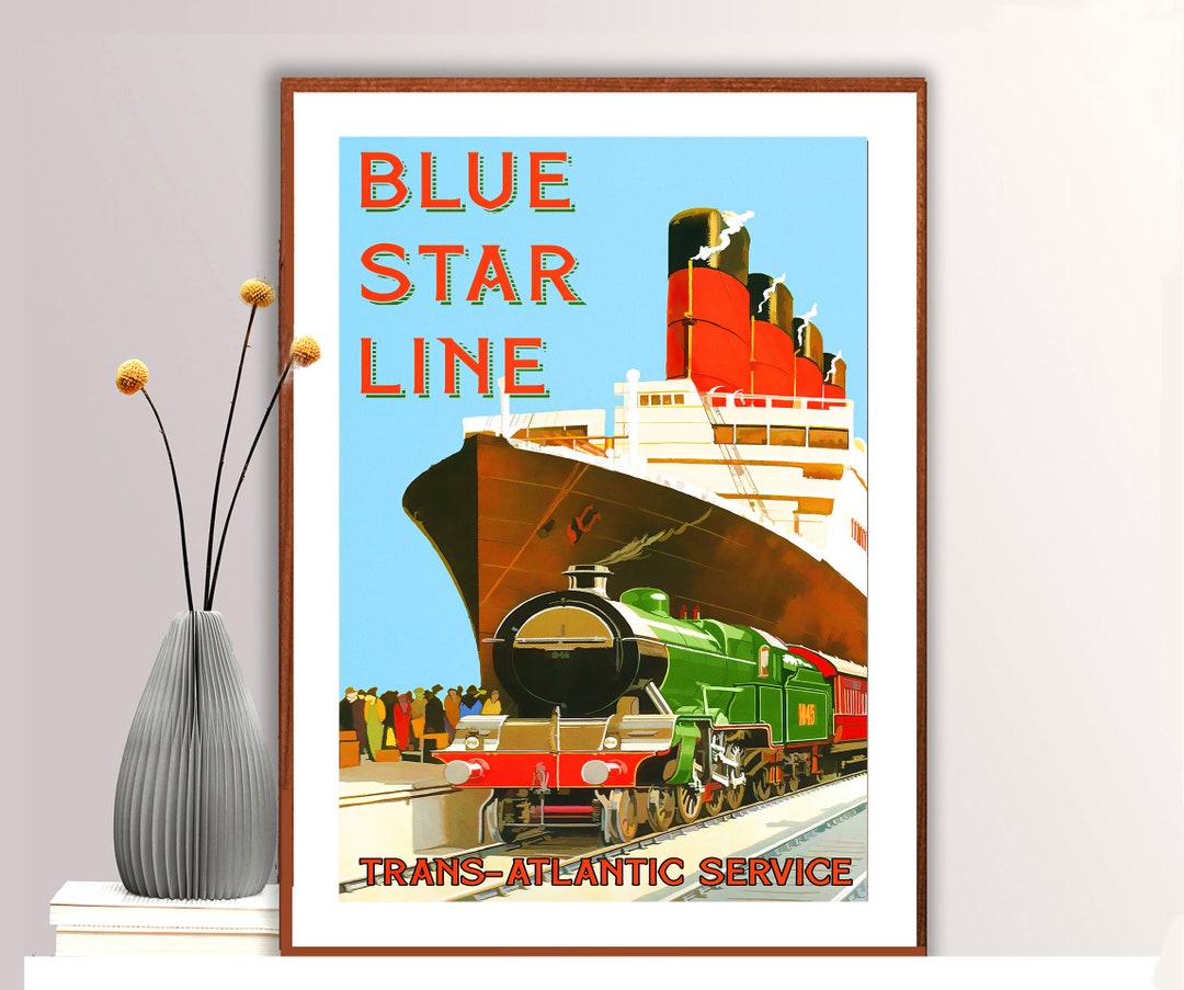 Blue Star Line Vintage Travel Poster: Trans-atlantic Service - Etsy