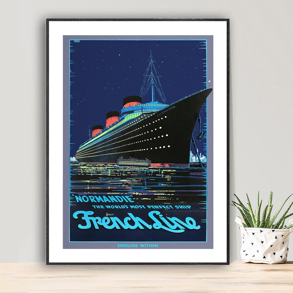 Normandie Ship Poster - Etsy