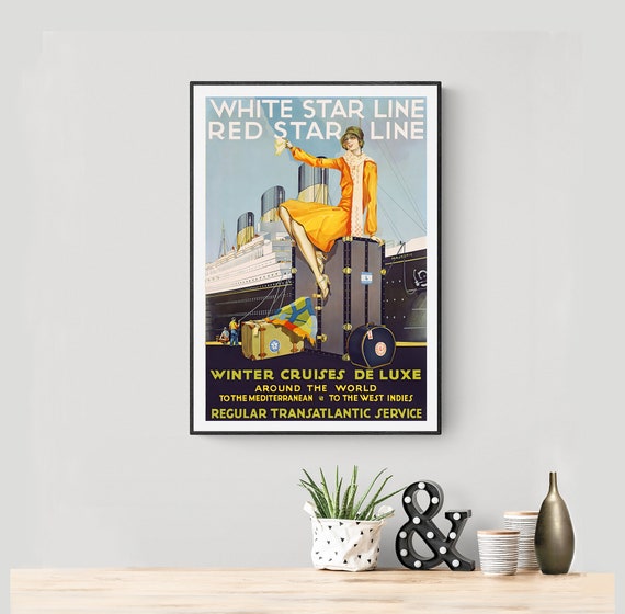 White Star Line Red Star Line Vintage Travel Poster Poster | Etsy