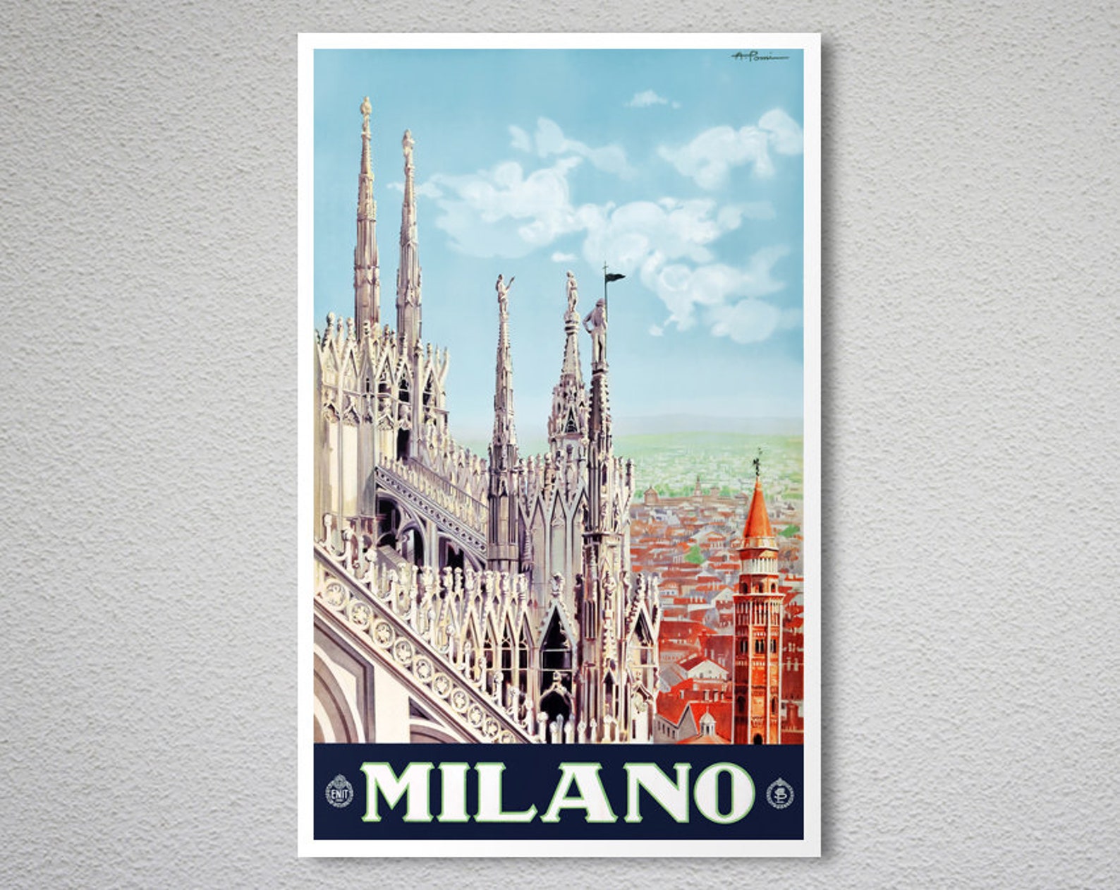 Milano Italy Vintage Travel Poster Poster Paper Sticker or | Etsy