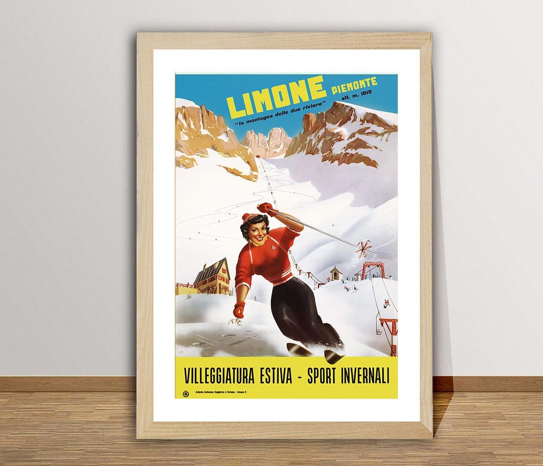 Vintage Limone Piemonte Ski Poster: Italy Winter Sports Print - Etsy