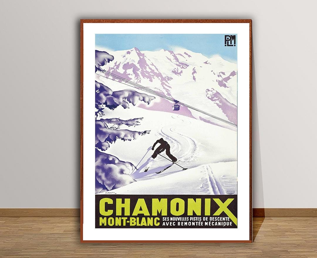 Chamonix Mont-blanc, France Vintage Travel Poster - Chamonix Winter ...