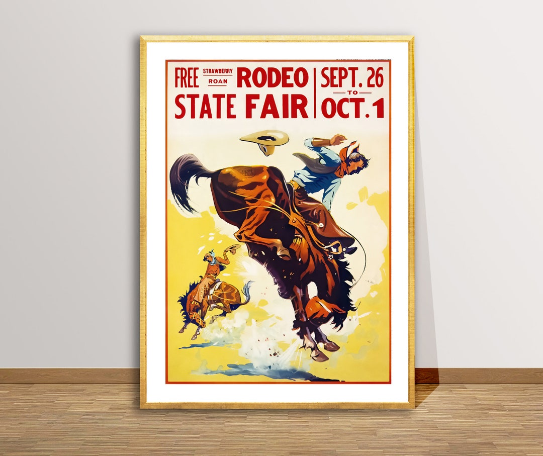 Rodeo State Fair Vintage Sport Poster - Western Poster, Rodeo Print ...