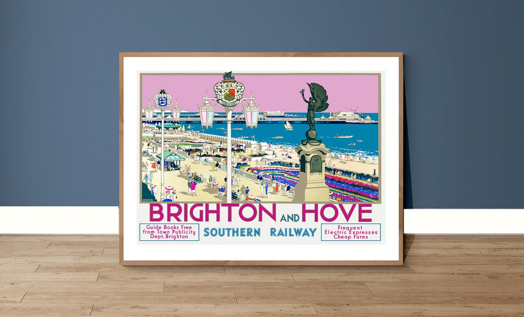 Brighton and Hove Vintage Travel Poster - Poster Print or Canvas Print ...