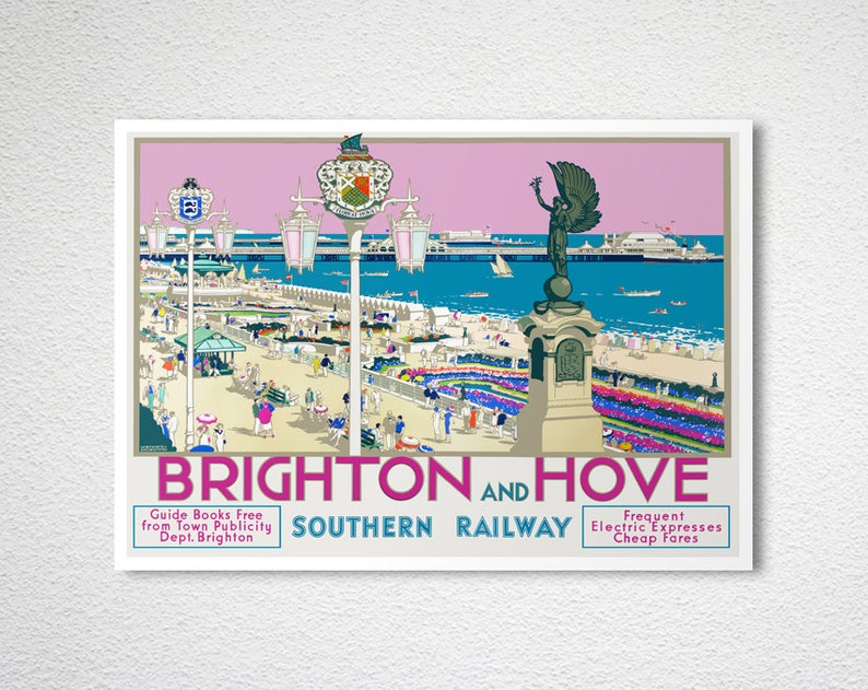 Brighton and Hove Vintage Travel Poster Poster Print | Etsy