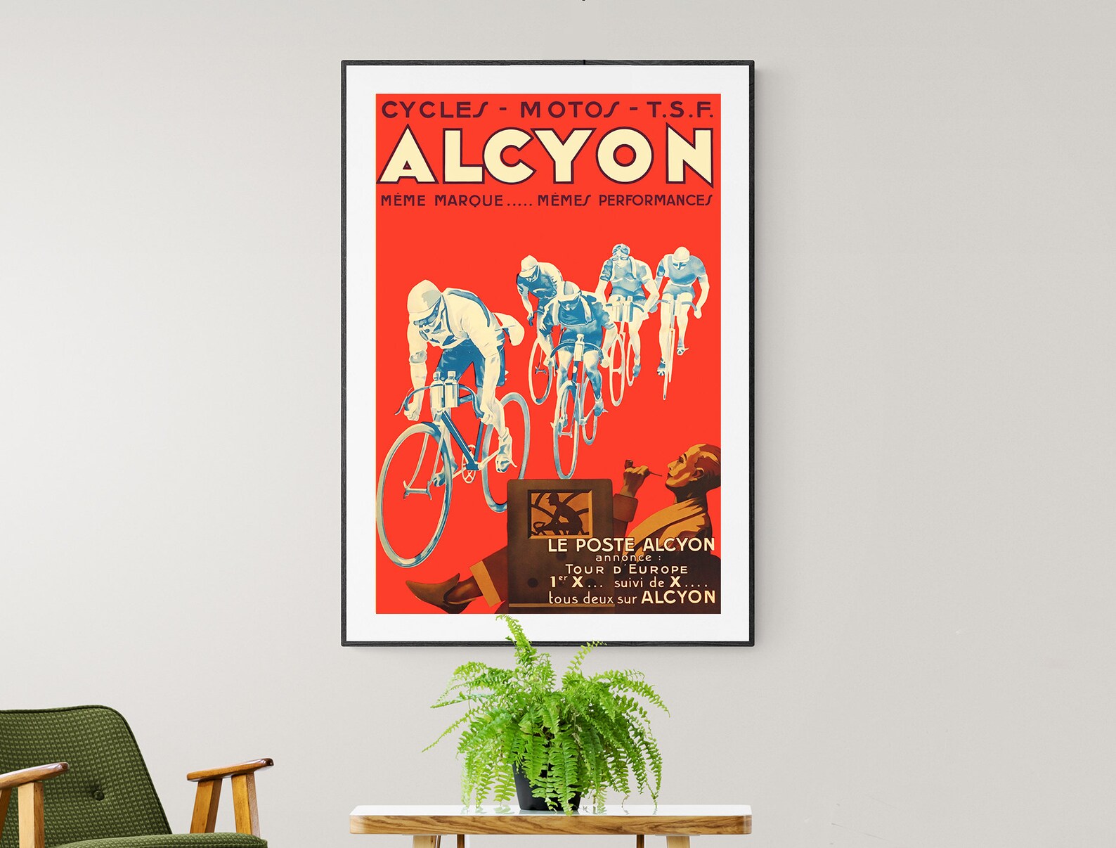 Cycles Motos Alcyon Vintage Bicycle Poster Poster Paper | Etsy