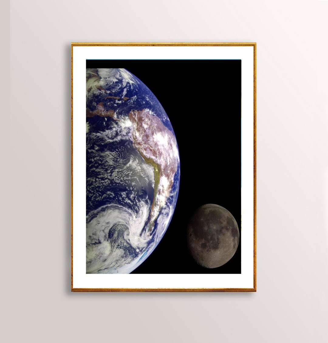Earth and Moon NASA Poster: Galileo Spacecraft Photo - Etsy Canada