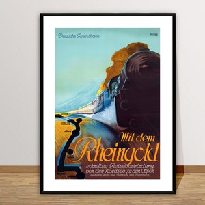 Mit Dem Rheingold, Deutsche Reichsbahn Vintage Travel Poster - Poster ...