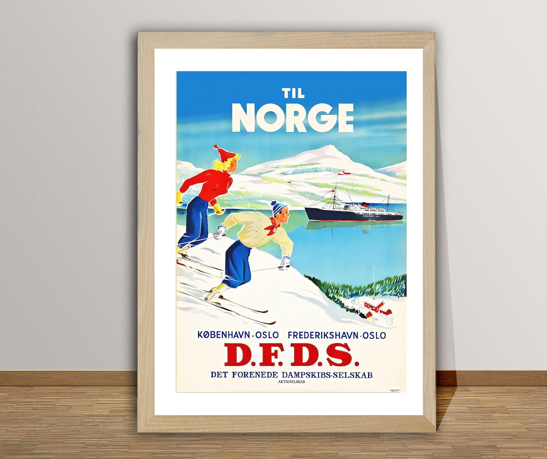 Vintage Norway Ski Poster: Oslo Travel Art Print - Etsy