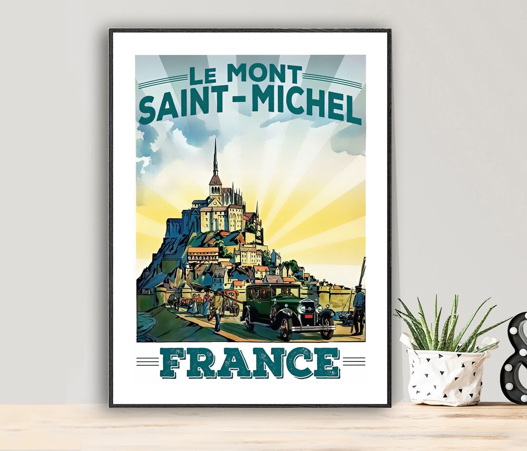 Le Mont Saint Michel, France Vintage Travel Poster - Poster Paper or ...